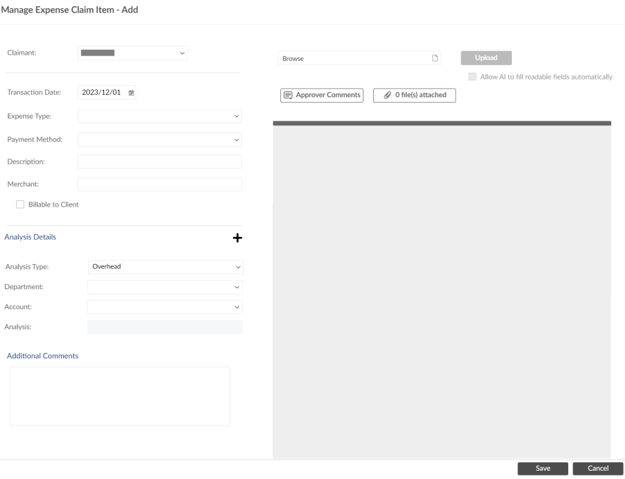 Creating an Expense Item