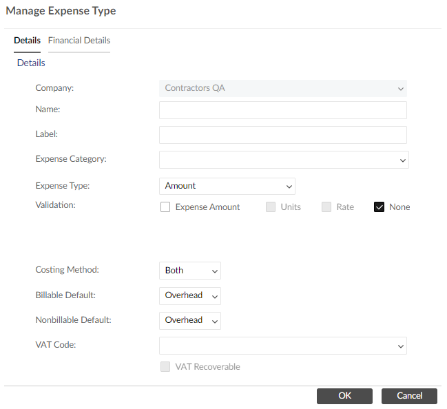 Creating an Expense Type