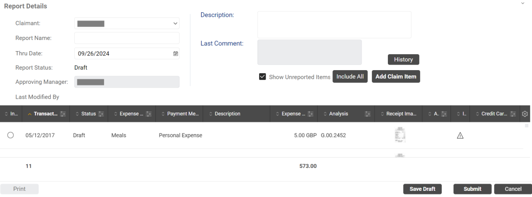 Creating an Expense Report