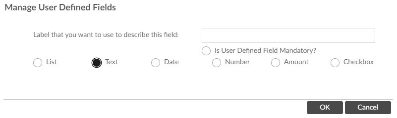 User Defined Fields